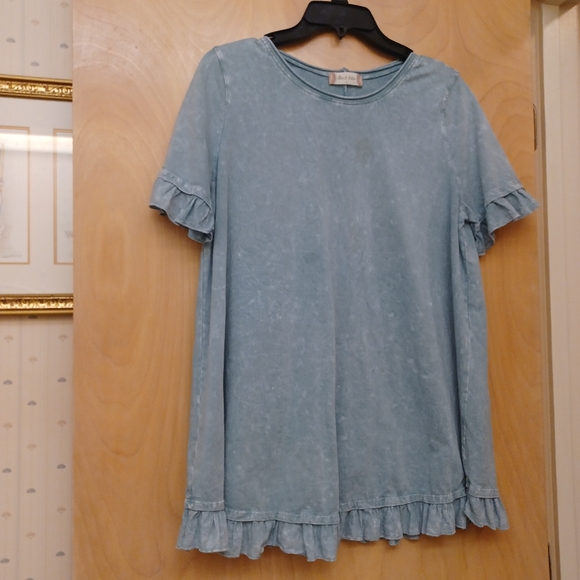 Altar'd State | Tops | Altard State Blue Turquoise Mineral Wash Ruffle ...
